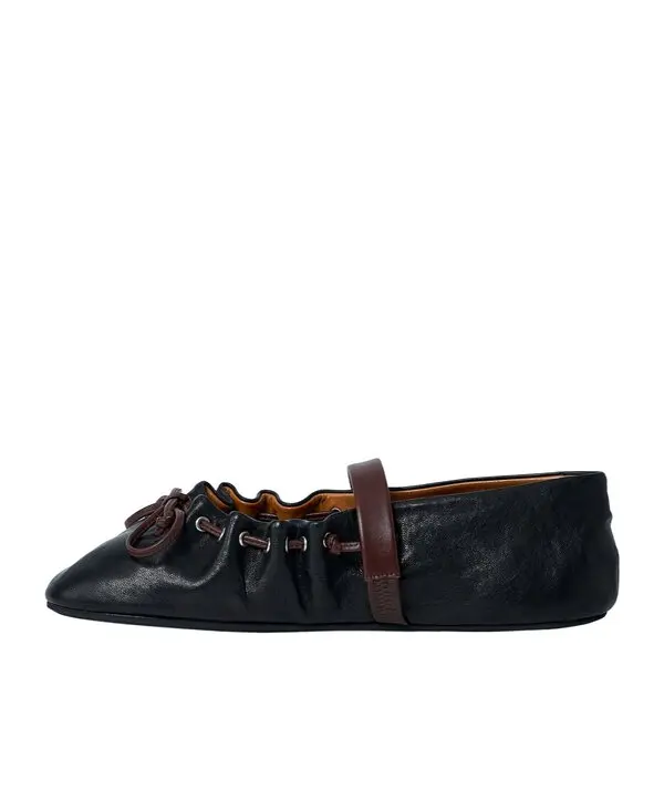 Marni Leather Mary Jane Ballerinas - Black