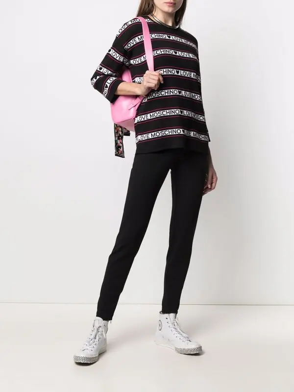 Moschino Striped Logo Knit Pullover