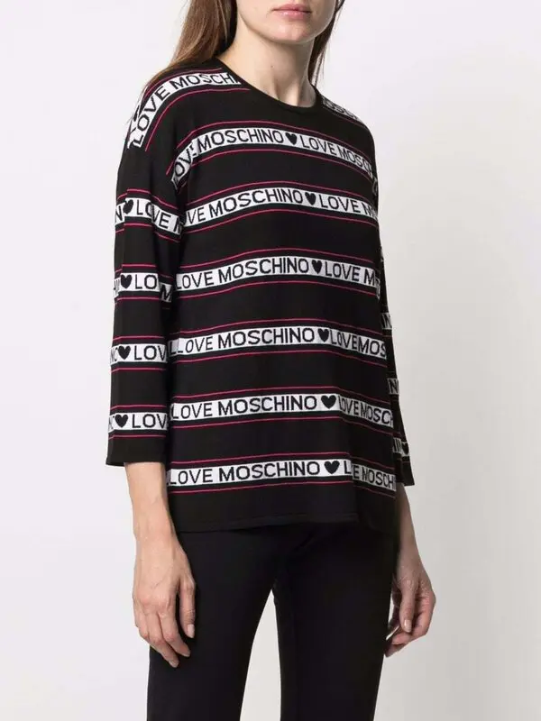 Moschino Striped Logo Knit Pullover