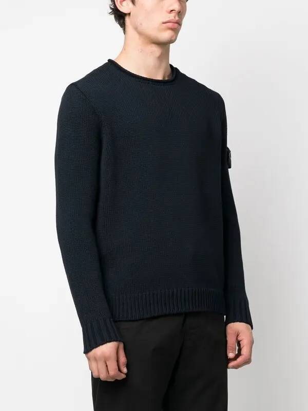 Stone Island Compass Motif Crew Neck Sweatshirt - Blue