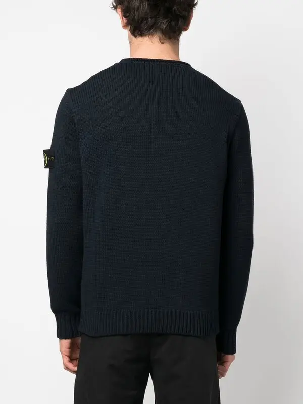 Stone Island Compass Motif Crew Neck Sweatshirt - Blue