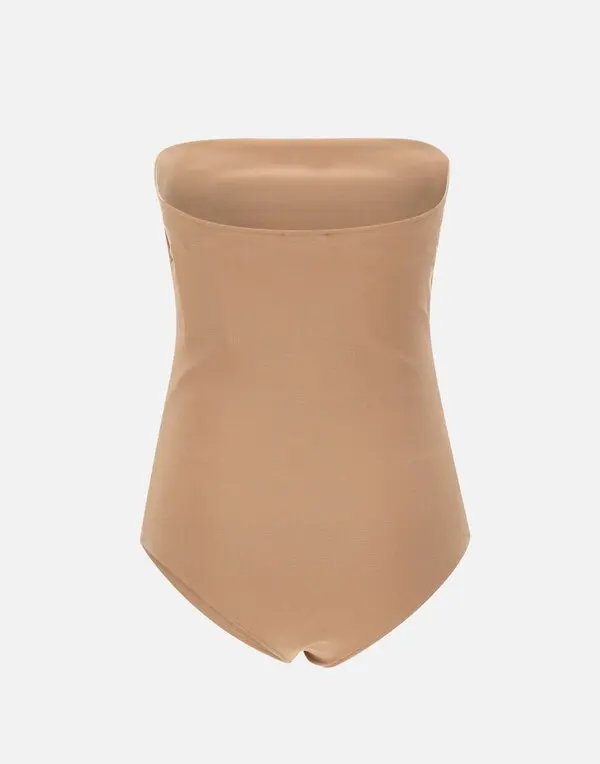 COURREGES Logo-embroidered Off-the-shoulder Bodysuit - Nude