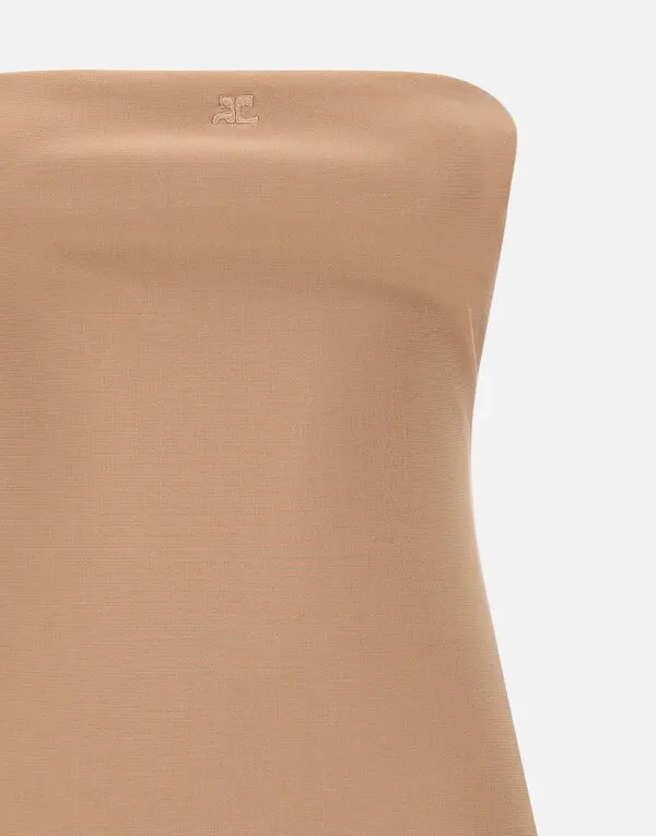 COURREGES Logo-embroidered Off-the-shoulder Bodysuit - Nude
