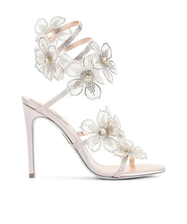 Rene Caovilla Floral Embellished Sandals - White