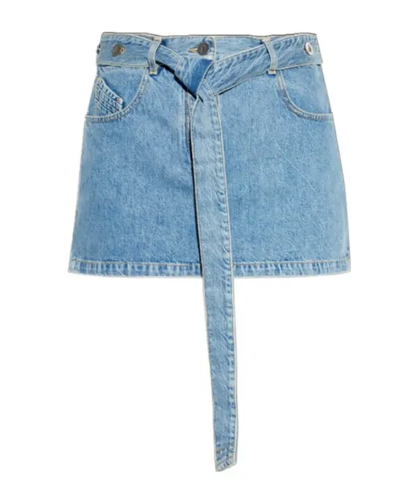 Attico Belted Tie-detailed Mini Skirt - Blue