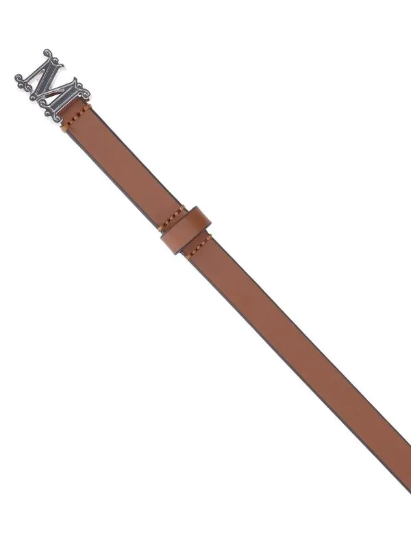 Max Mara Logo Plaque Buckled Leather Belt - Multicolor