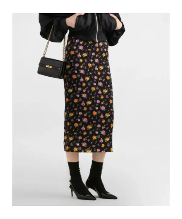 Dolce & Gabbana Rose Print Midi Skirt