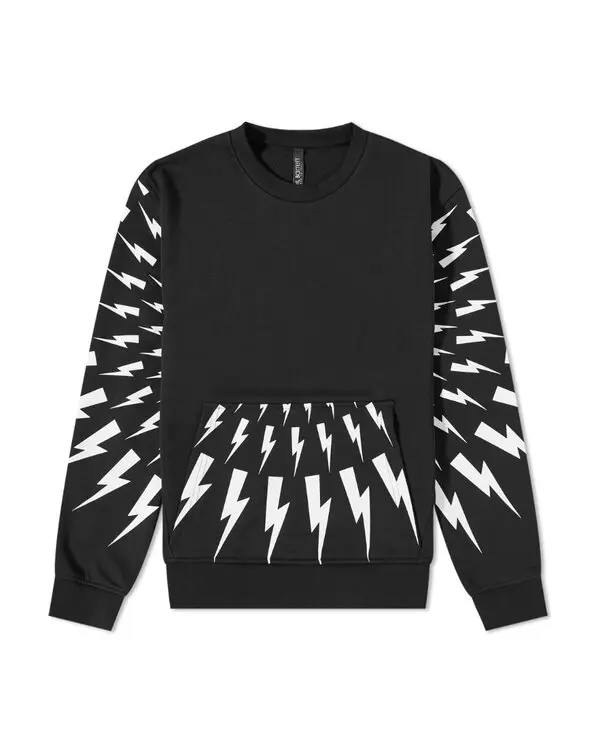 Neil Barrett Thunderbolt Printed Crewneck Sweatshirt - Black