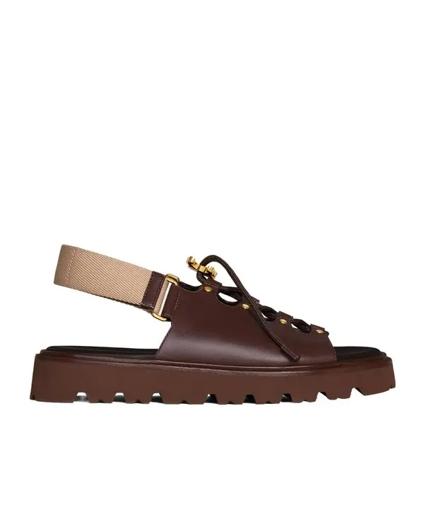 Celine Billie Chunky Sandals In Calfskin And Textile
