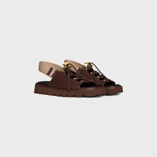 Celine Billie Chunky Sandals In Calfskin And Textile