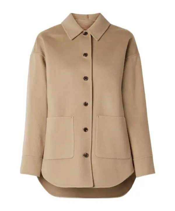 Theory Wool And Recycled Cashmere-blend Felt Jacket With Classic Collar - Nude
