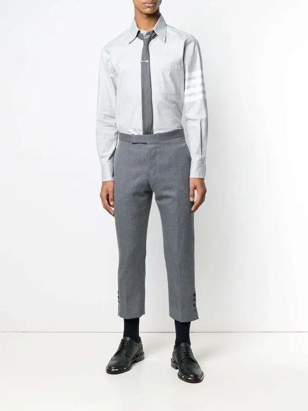 Thom Browne Logo 4-striped Flannel Shirt