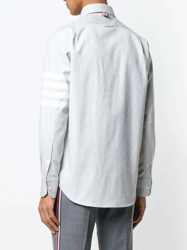 Thom Browne Logo 4-striped Flannel Shirt
