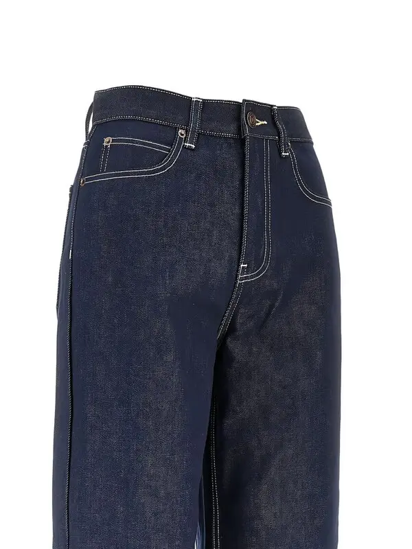 Tory Burch T Monogram Contrast Cuff Straight Leg Jeans - Raw/unwashed