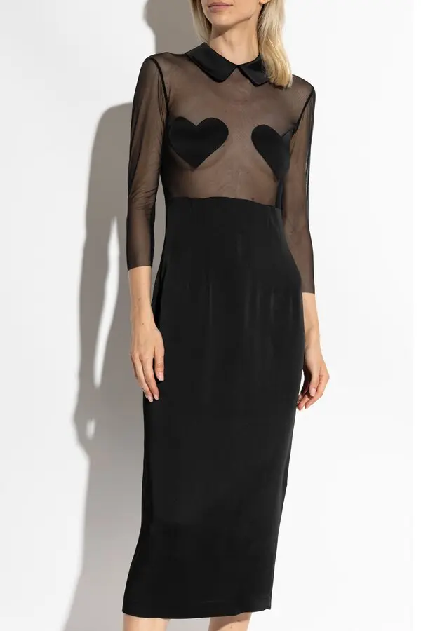 Blumarine Heart-patch Satin Midi Dress