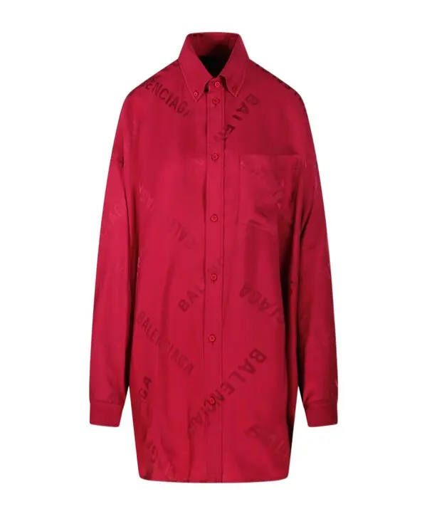 Balenciaga Long-sleeve Logo Print Shirt