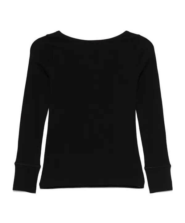 Versace Ribbed Long Sleeve Top With Half Buttons