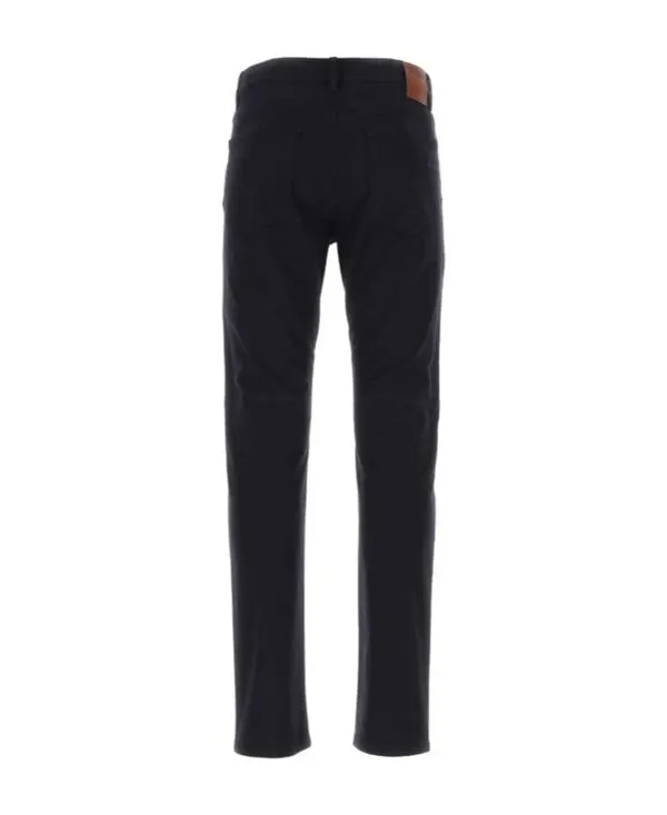 Zegna Slim-cut Jeans With Logo Patch - Black