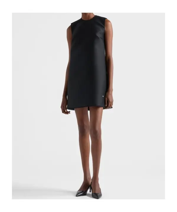 Prada Scuba Mini Dress With Lace Collar