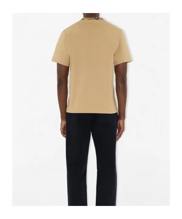Burberry Checked-trim Crewneck T-shirt - Flax