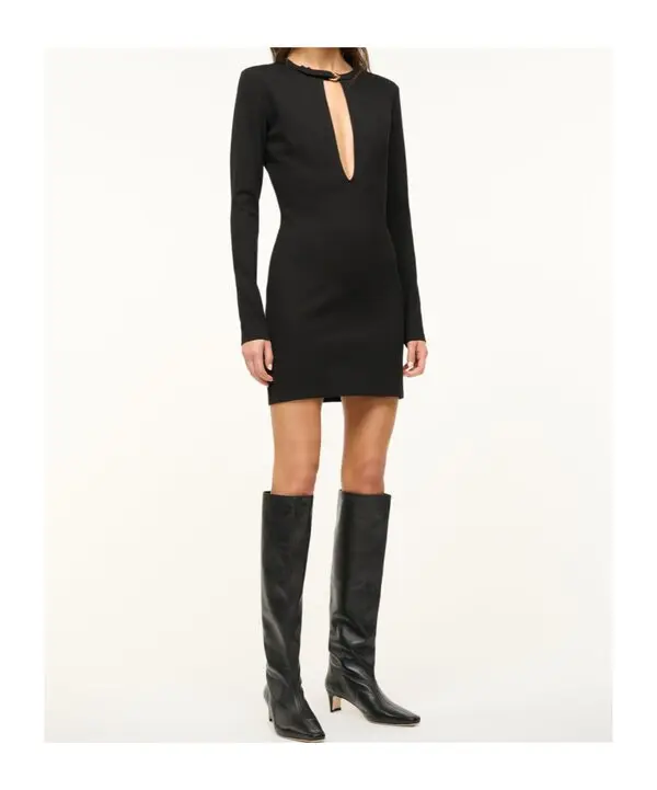 Staud Astor Dress With Gold Tone Moon Buckle