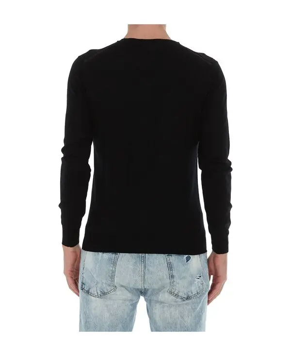 HOSIO Long-sleeved Crewneck Knitted Jumper - Black