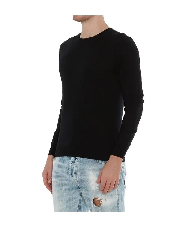 HOSIO Long-sleeved Crewneck Knitted Jumper - Black