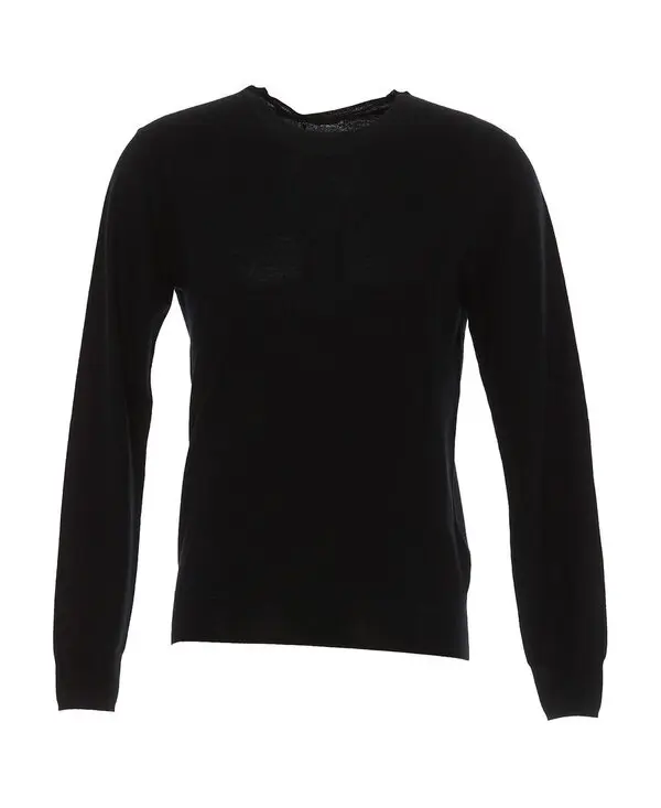 HOSIO Long-sleeved Crewneck Knitted Jumper - Black