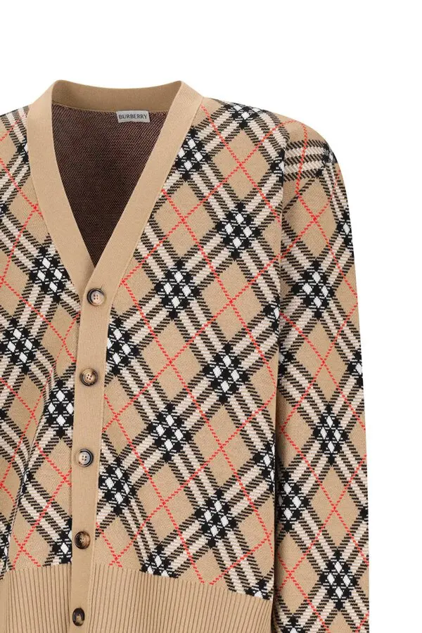 Burberry Checked V-neck Buttoned Cardigan