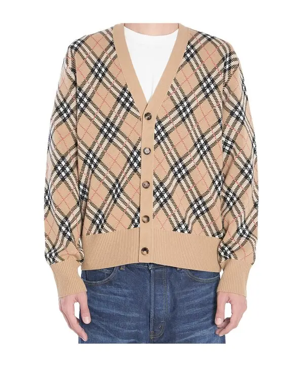 Burberry Checked V-neck Buttoned Cardigan
