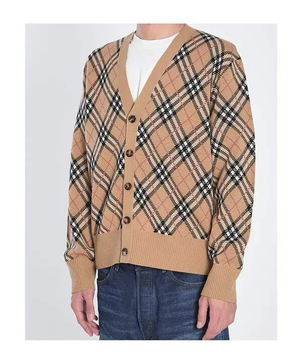 Burberry Checked V-neck Buttoned Cardigan