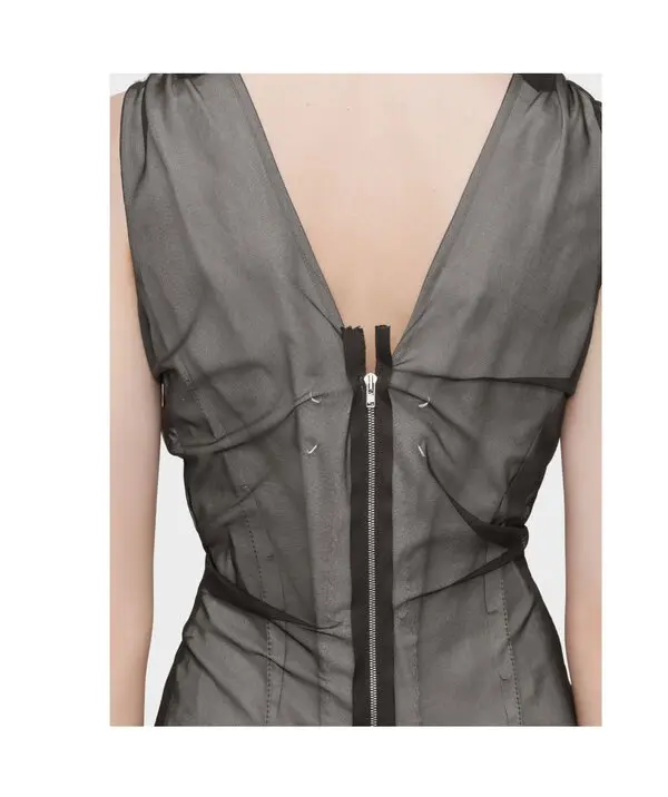 MAISON MARGIELA Semi-sheer Sleeveless Midi Dress - Brown