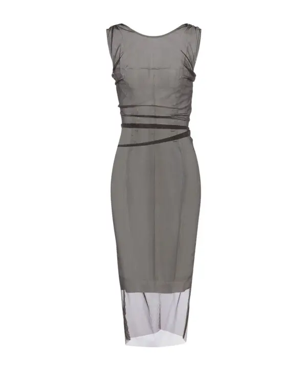 MAISON MARGIELA Semi-sheer Sleeveless Midi Dress - Brown
