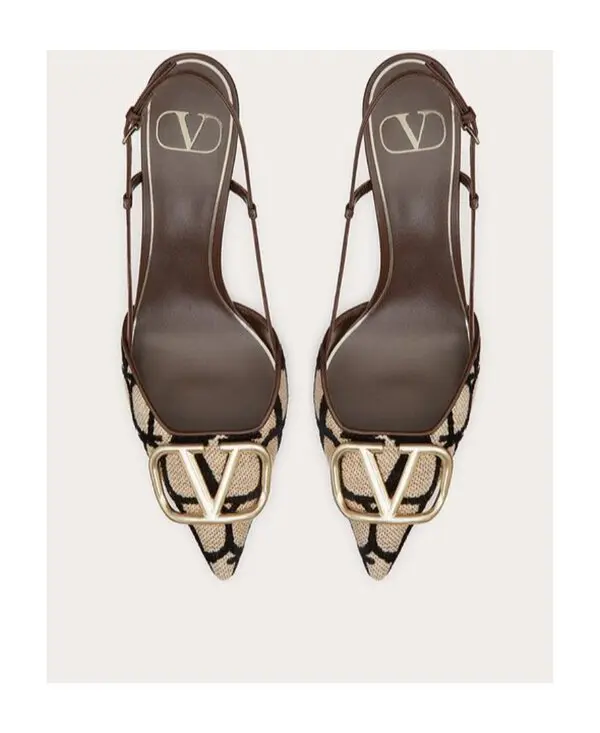 Valentino Garavani Vlogo Signature Pointed Toe Slingback Pumps - Multicolor