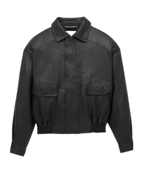 Saint Laurent Bomber Jacket In Bubbled Lambskin - Black