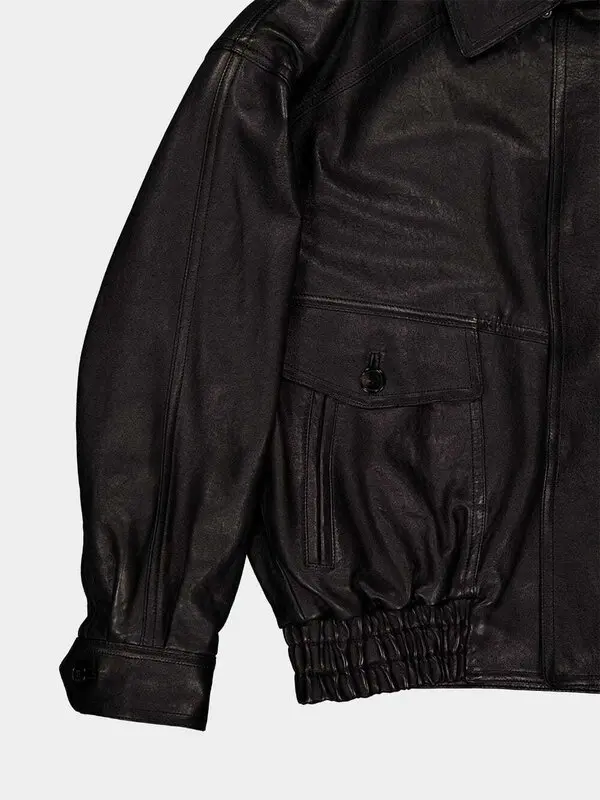 Saint Laurent Drop-shoulder Leather Bomber Jacket