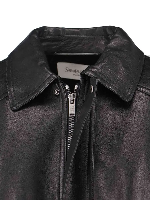 Saint Laurent Drop-shoulder Leather Bomber Jacket