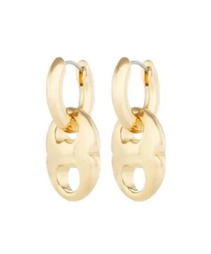 Tory Burch Small Gemini Hoop Earrings - Light Brass