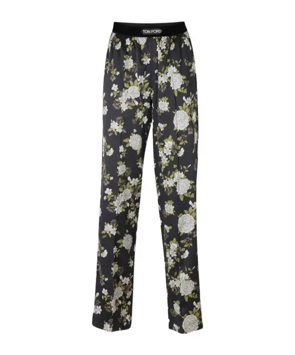 TOM FORD Floral-printed Straight-leg Pajama Trousers - Black