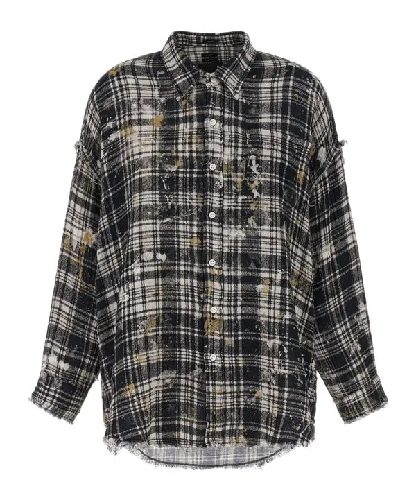 R13 Fringed Asymmetrical Hem Shirt - Multi-color