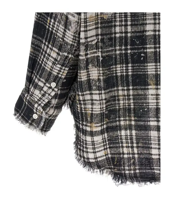R13 Fringed Asymmetrical Hem Shirt - Multi-color