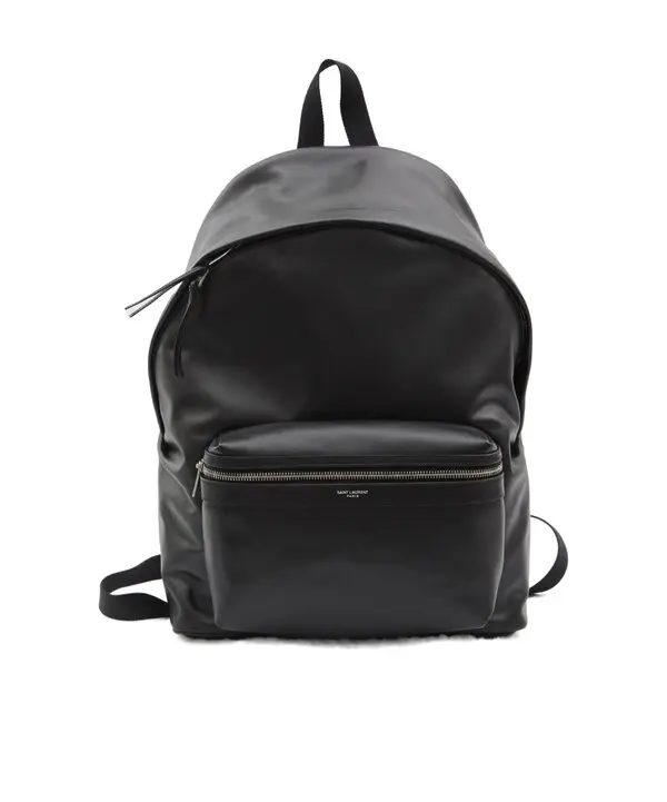 Saint Laurent Embossed-logo Leather Backpack - Black