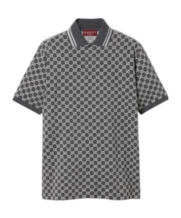 Gucci Gg Cotton Lamé Jacquard Polo Shirt - Dark Grey