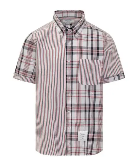 Thom Browne Funmix Madras Short-sleeve Shirt - Gray