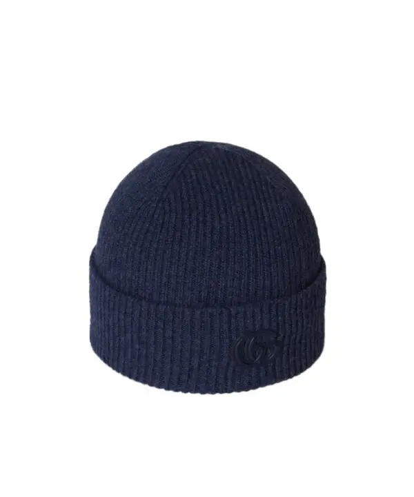 Gucci Cashmere Beanie With Double G Patch - Dark Blue