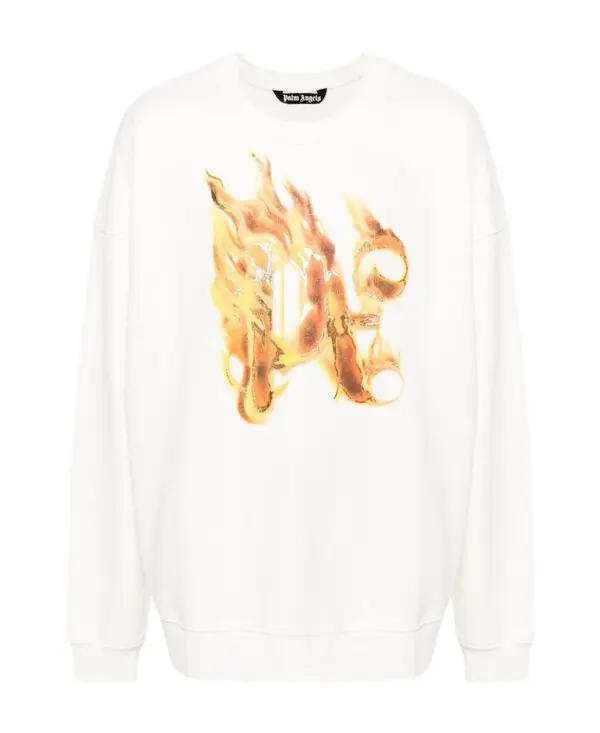 Palm Angels Logo Print Crewneck Sweatshirt - White