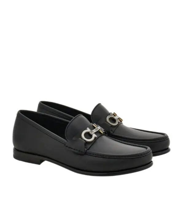 FERRAGAMO Gancini Detail Loafers - Black