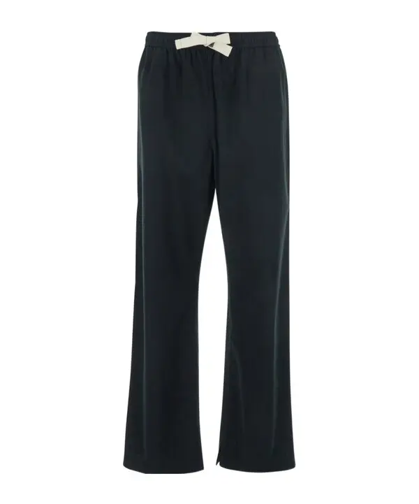 Celine Drawstring Trousers In Cotton Canvas - Black