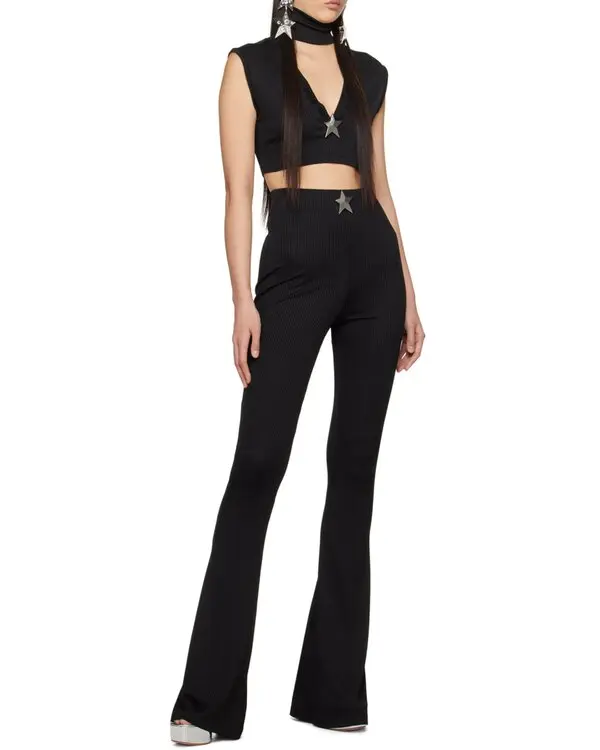 AREA Star-stud High-waist Flared Trousers