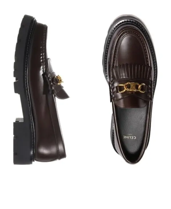 Celine Chunky Leather Loafers With Tassel Detail